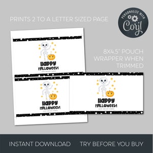 Printable Halloween Skeleton Pouch Wrapper Template, Cute Applesauce ...
