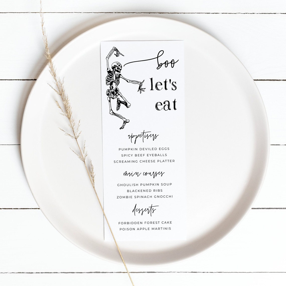 Halloween Dancing Skeleton Menu Template Printable Spooky - Etsy