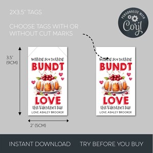 Wishing You Nothing Bundt Love Valentine's Day Gift Tag Template ...