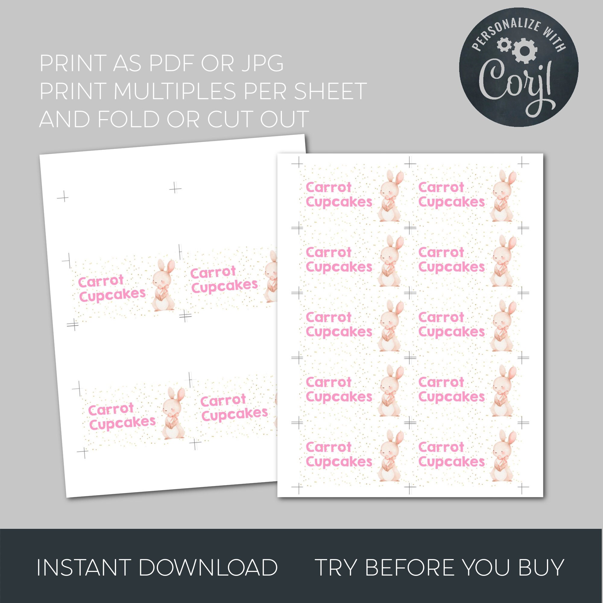 Bunny Easter Food Label Template, Printable Easter Buffet Tent Cards ...