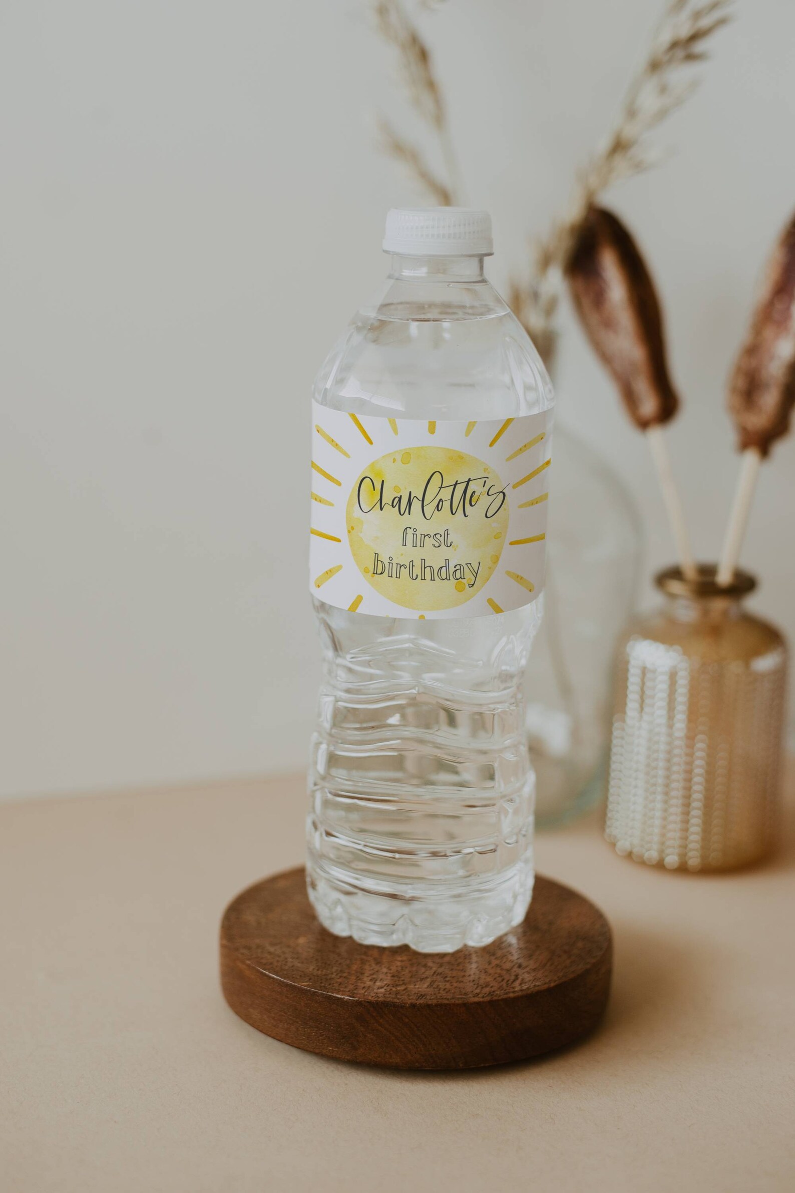Sunshine Birthday Water Bottle Label Template, Printable First Trip ...