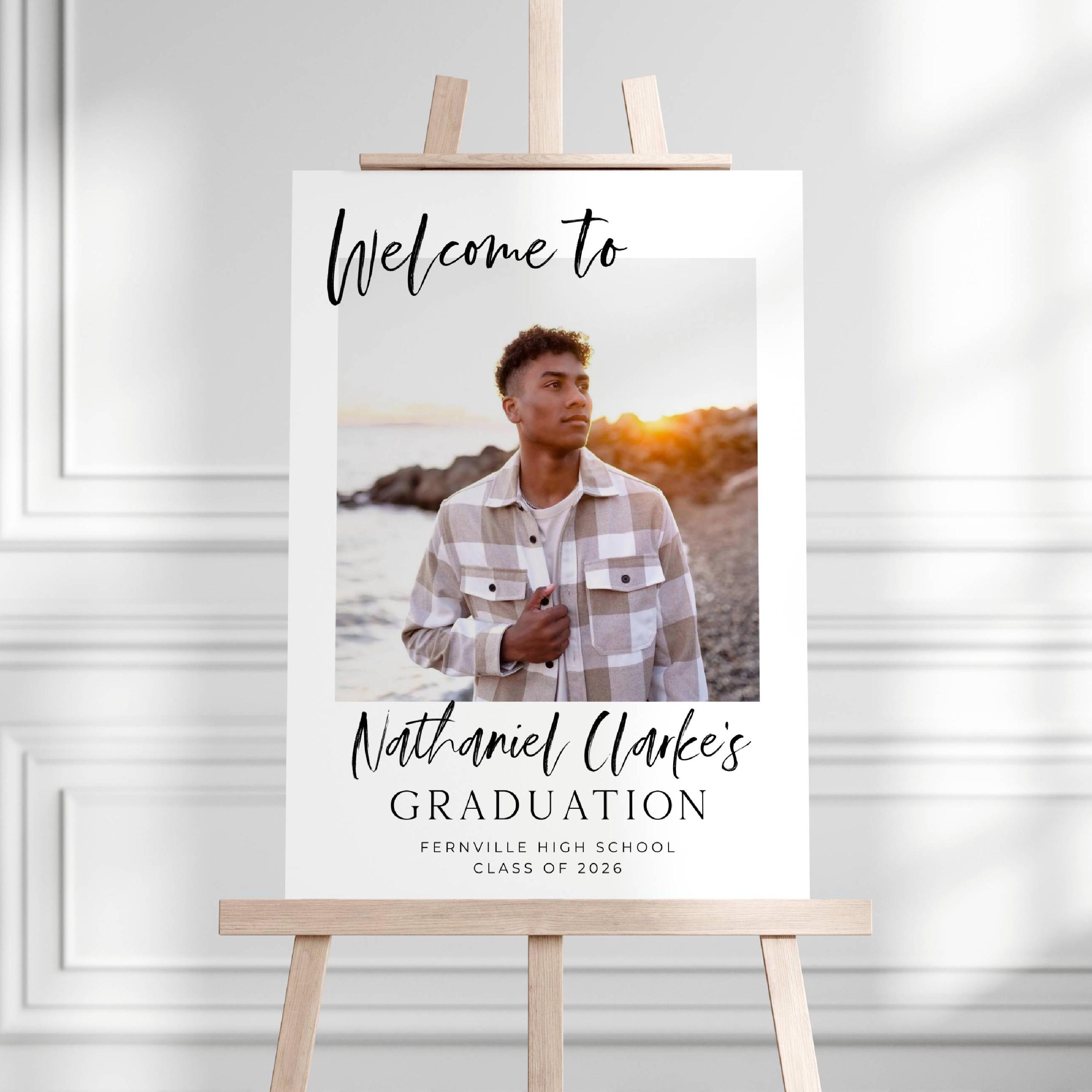 Modern Graduation Photo Welcome Sign Template, Printable Minimalist ...