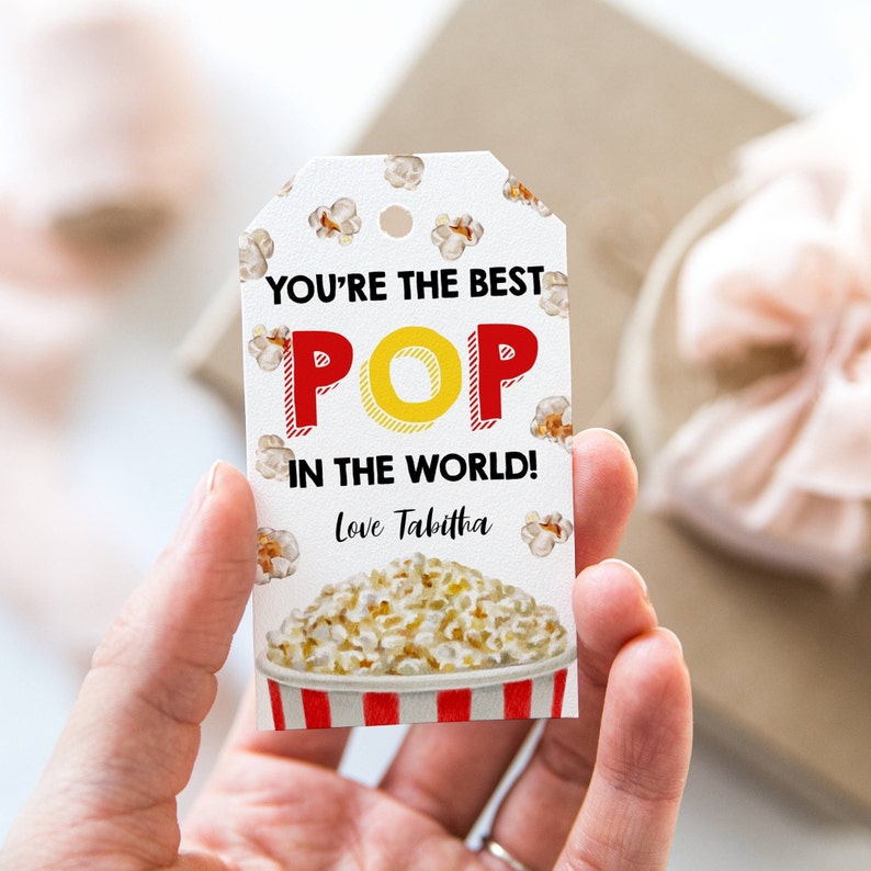 Father's Day Popcorn Gift Tag Template, Printable Best Pop Ever Tags ...