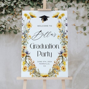 Wildflowers Graduation Welcome Sign Template, Printable Modern Boho ...