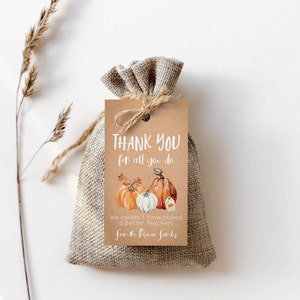 Printable Thanksgiving Teacher Tag Template, Fall Teacher Appreciation ...