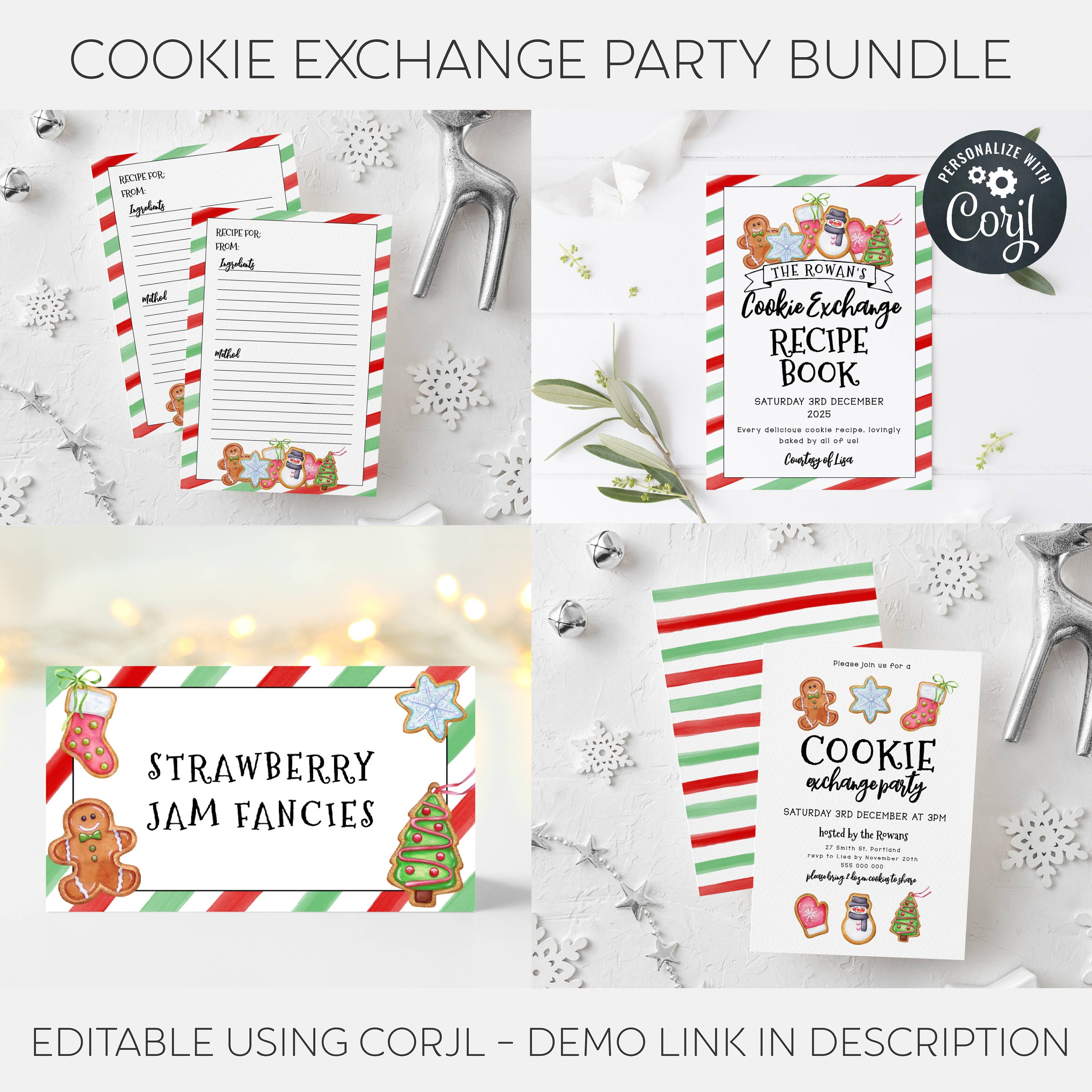 Holiday Cookie Exchange Template Party Pack, Printable Christmas Cookie ...
