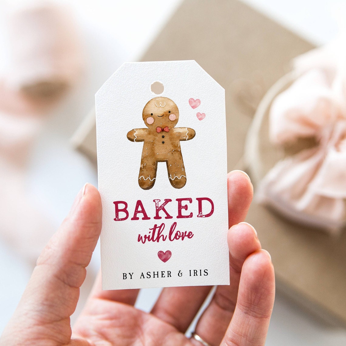 Holiday Cookie Tag Template, Baked With Love Editable Tag, Printable ...