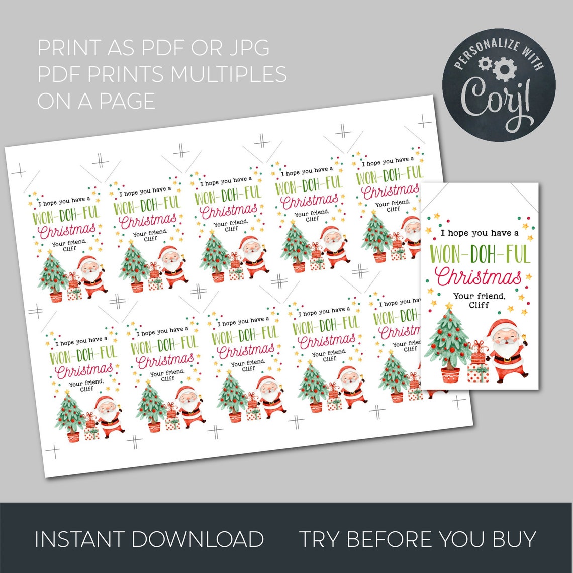 Won-doh-ful Christmas Gift Tag Template Printable Classroom | Etsy