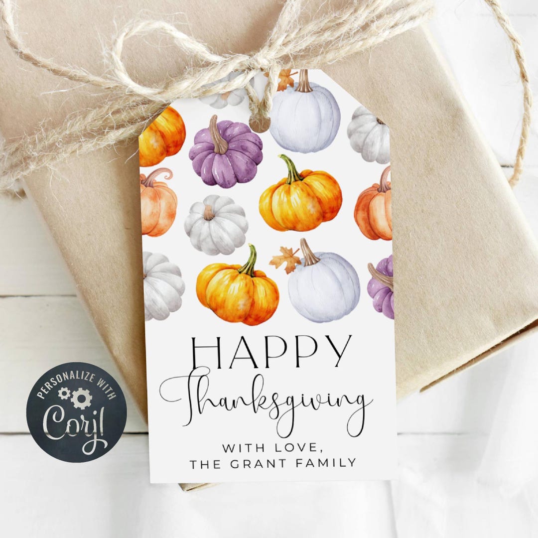 Thanksgiving Gift Tag Template, Printable Pumpkin Teacher Appreciation ...