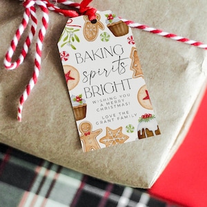Baking Spirits Bright Christmas Gift Tag Template, Printable Holiday ...