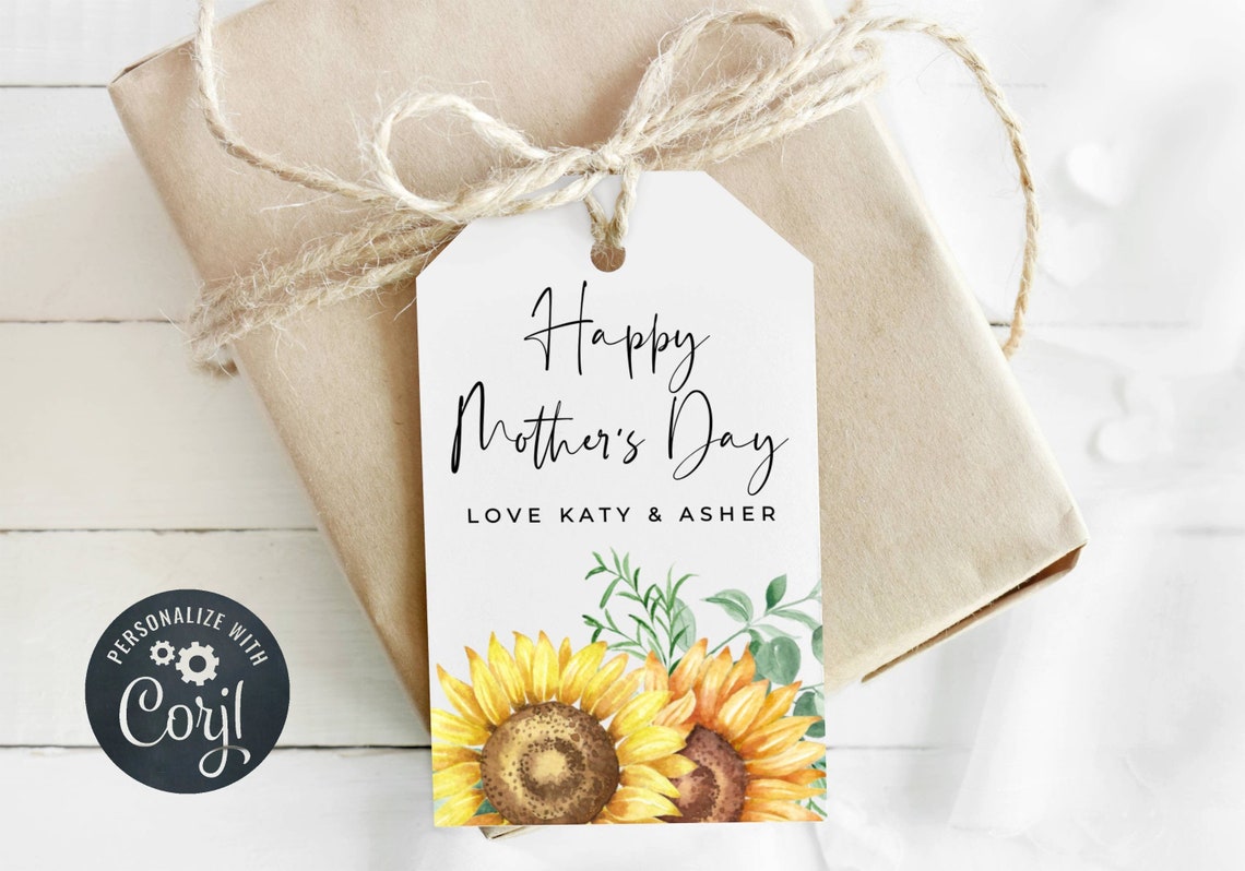 Sunflowers Mother's Day Gift Tag Template Printable - Etsy