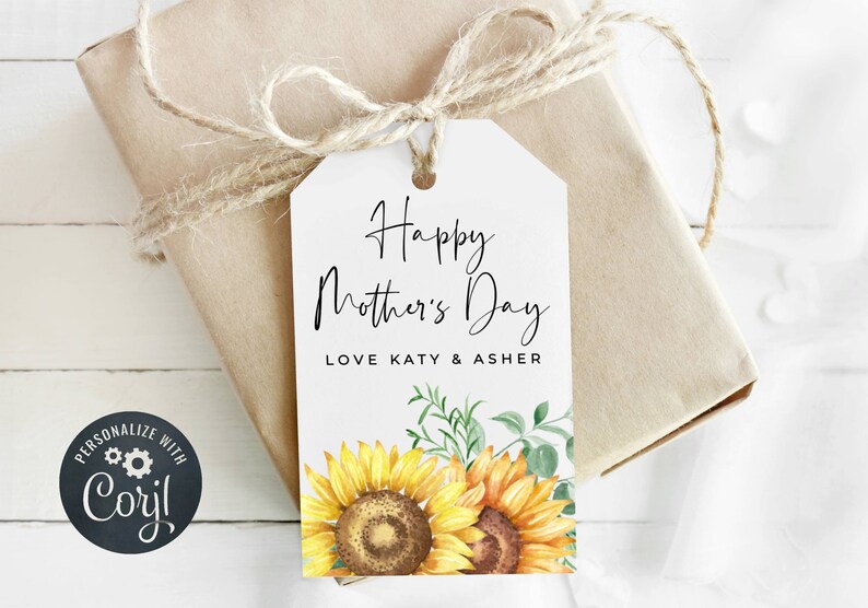 Sunflowers Mother's Day Gift Tag Template Printable - Etsy