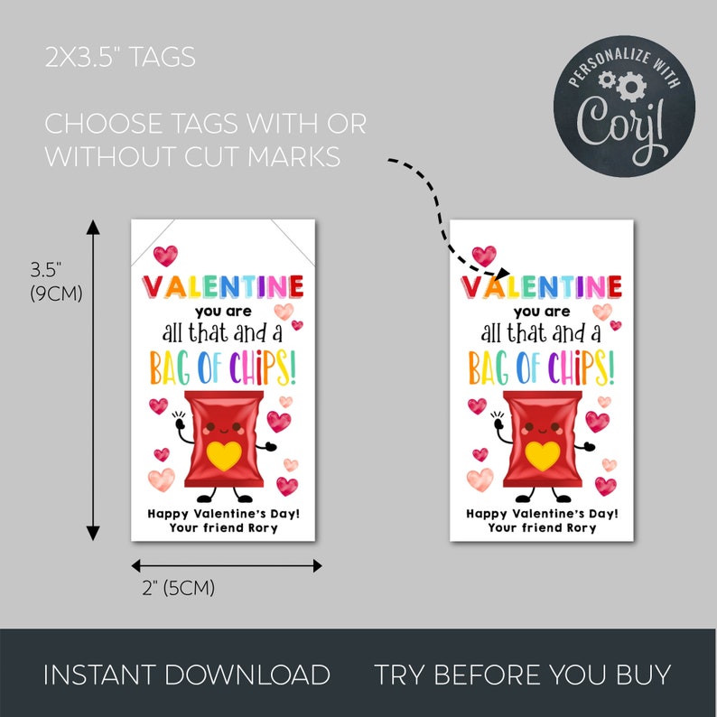 Chips Valentine's Day Gift Tag Template, You Are All That and A Bag of ...