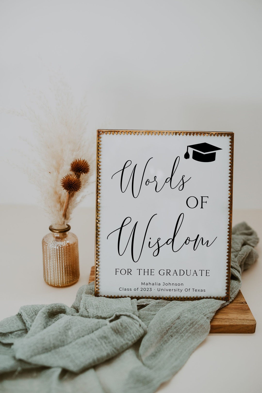 Graduation Words of Wisdom Sign Template Editable College - Etsy