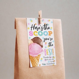 Editable Ice Cream Teacher Appreciation Gift Tag Template, Printable ...
