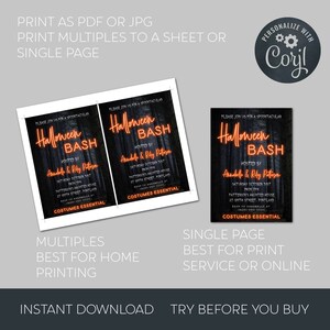 Neon Halloween Bash Party Invitation Template, Editable Adult Halloween ...
