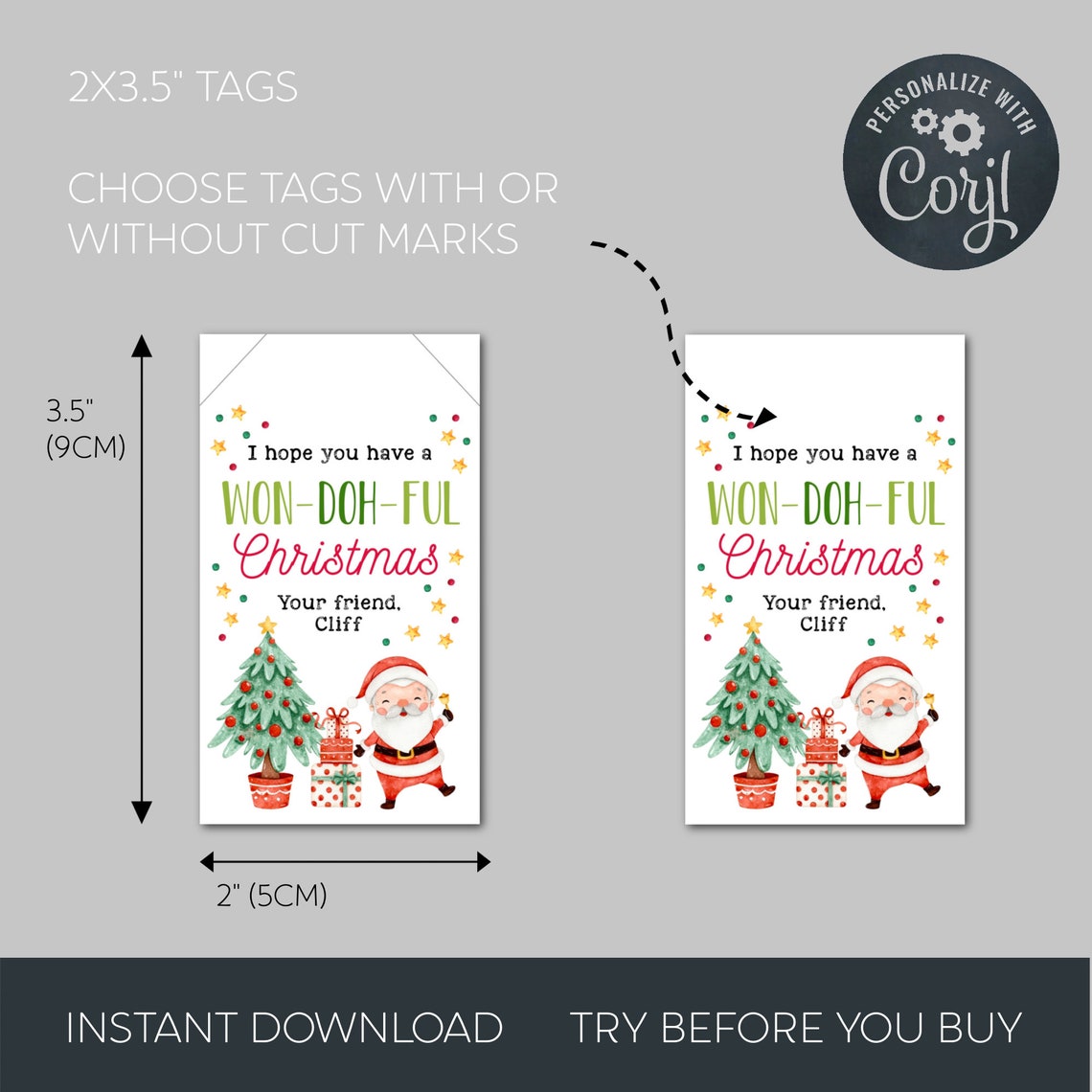 Won-doh-ful Christmas Gift Tag Template Printable Classroom - Etsy