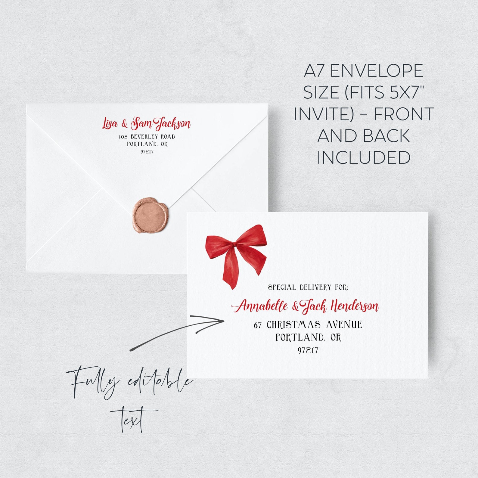 Editable Christmas Envelope Template, Printable Holiday Envelope ...
