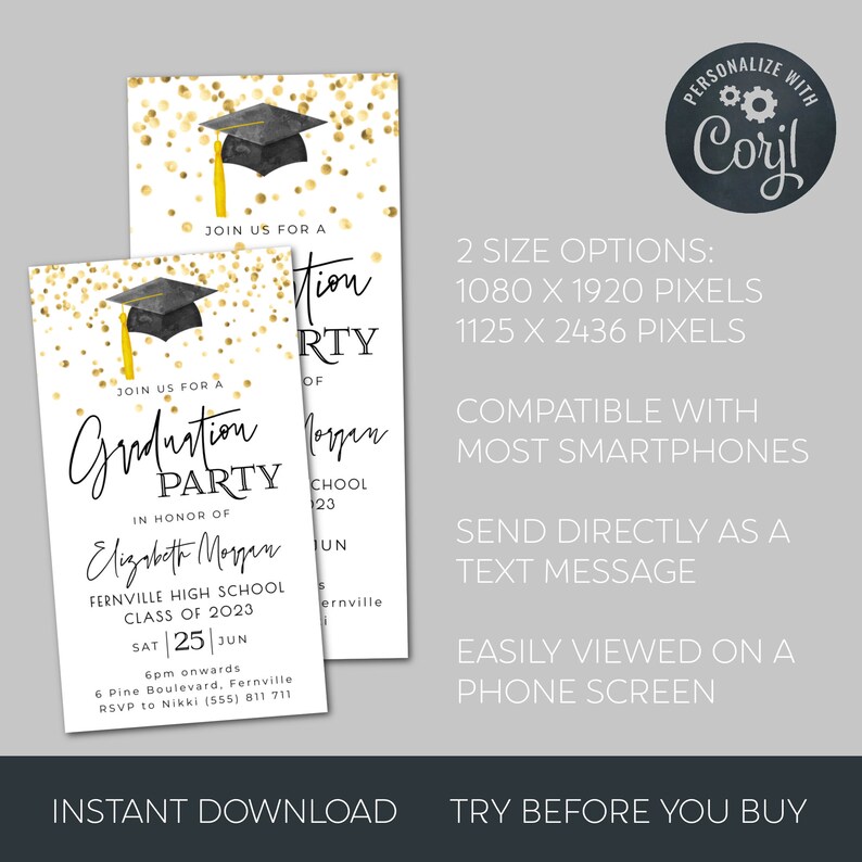 Electronic Minimal Graduation Party Invitation Template - Etsy
