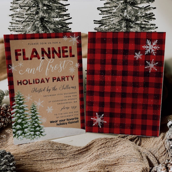 Flannel Christmas Party Invitation - Etsy