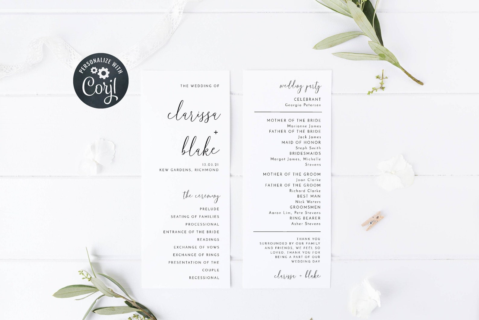 Minimalist Script Wedding Program Template Printable Modern | Etsy