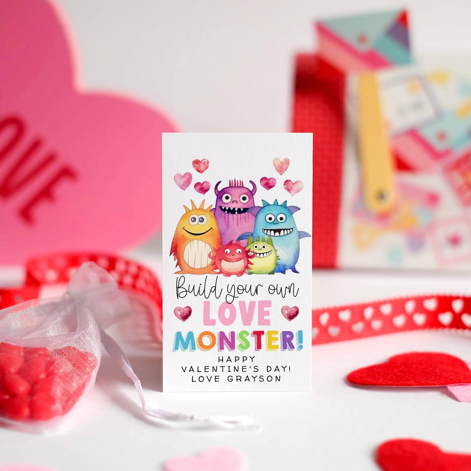 Build Your Own Monster Valentine's Day Gift Tag Template, Printable ...