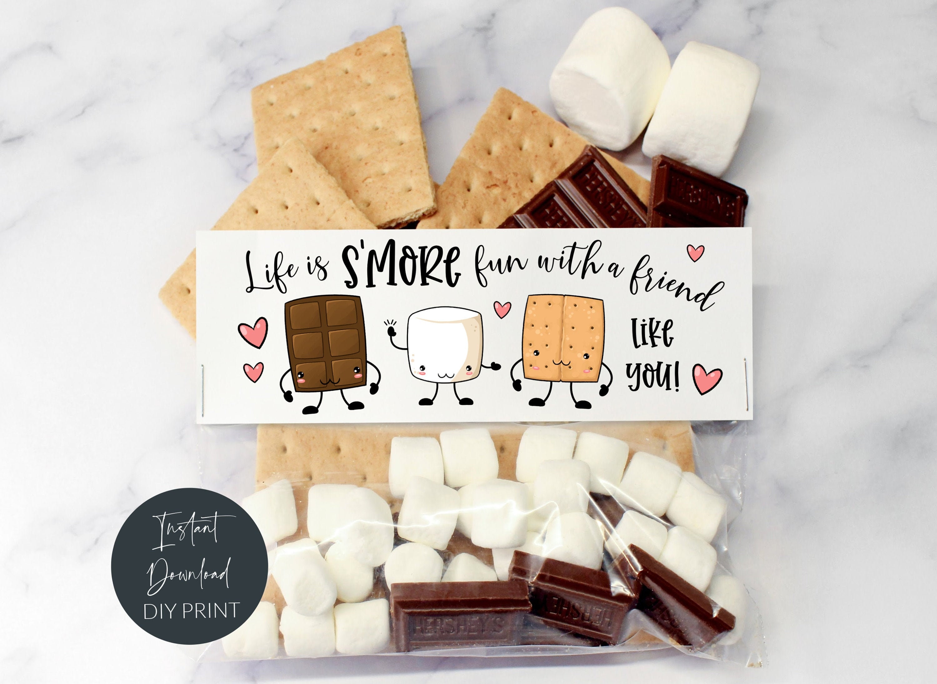 S'mores Valentine's Day Treat Bag Toppers Printable | Etsy