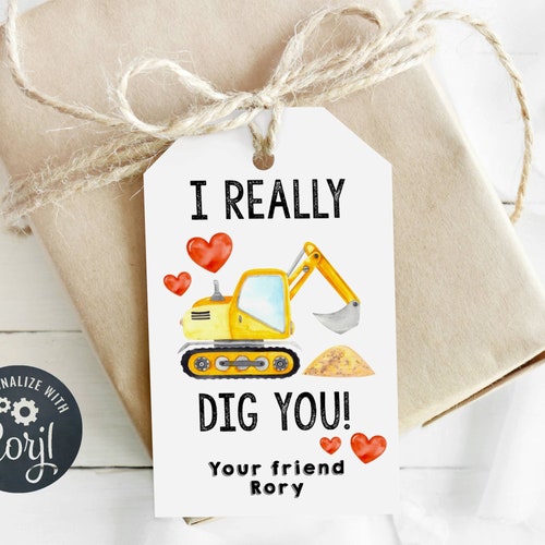 I Dig You Valentines INSTANT EDITABLE DOWNLOAD Construction - Etsy
