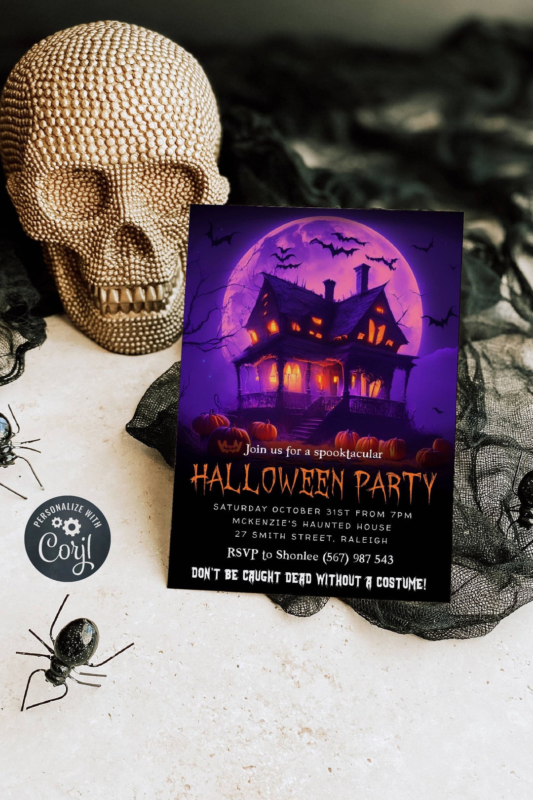 Haunted House Halloween Invitation Template, Printable Spooky Costume ...