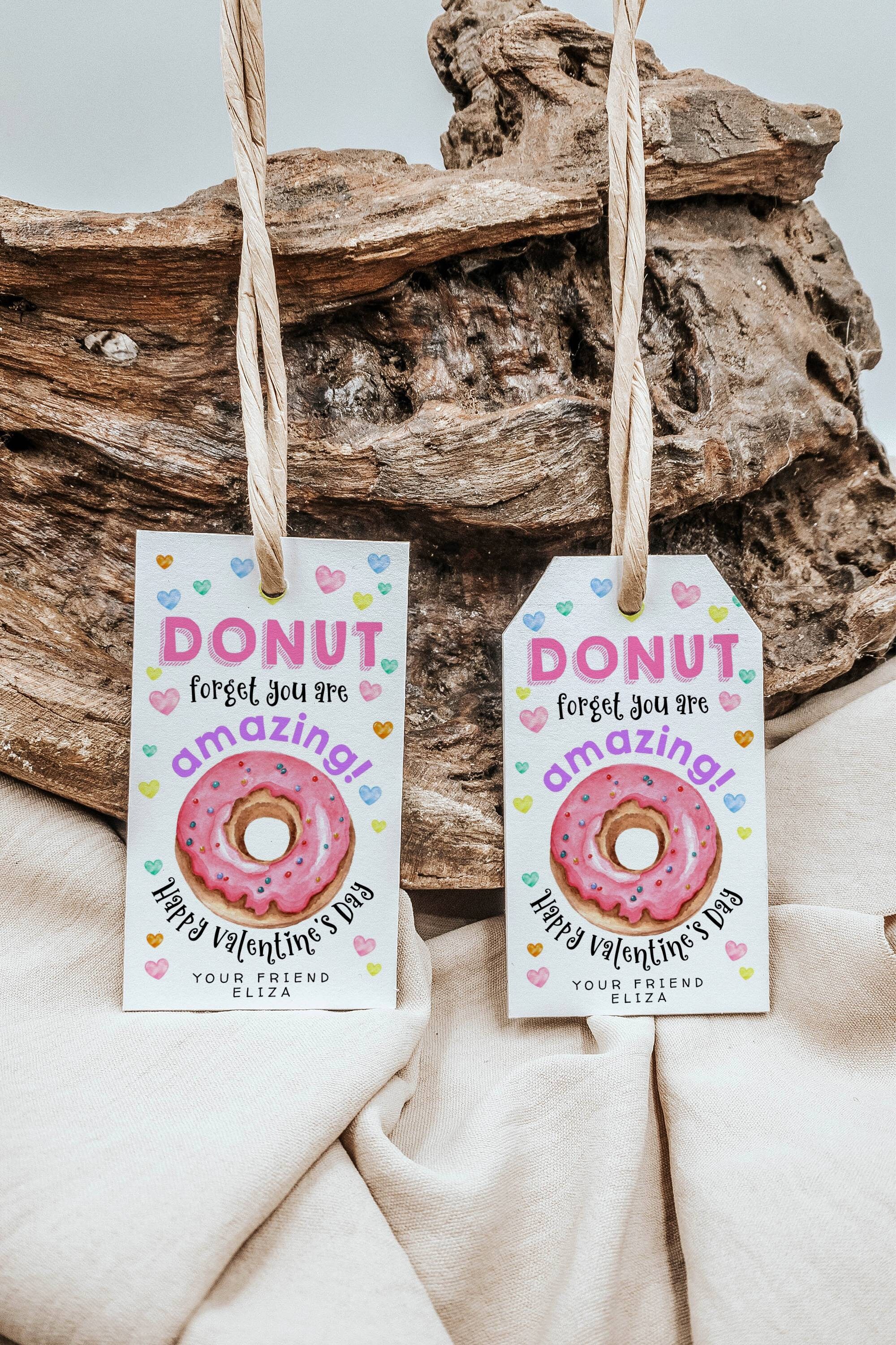 Donut Valentine's Day Gift Tag Template, Printable Donut Forget You Are ...