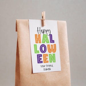 Happy Halloween Gift Tag Template, Printable Class Halloween Favor Tags ...