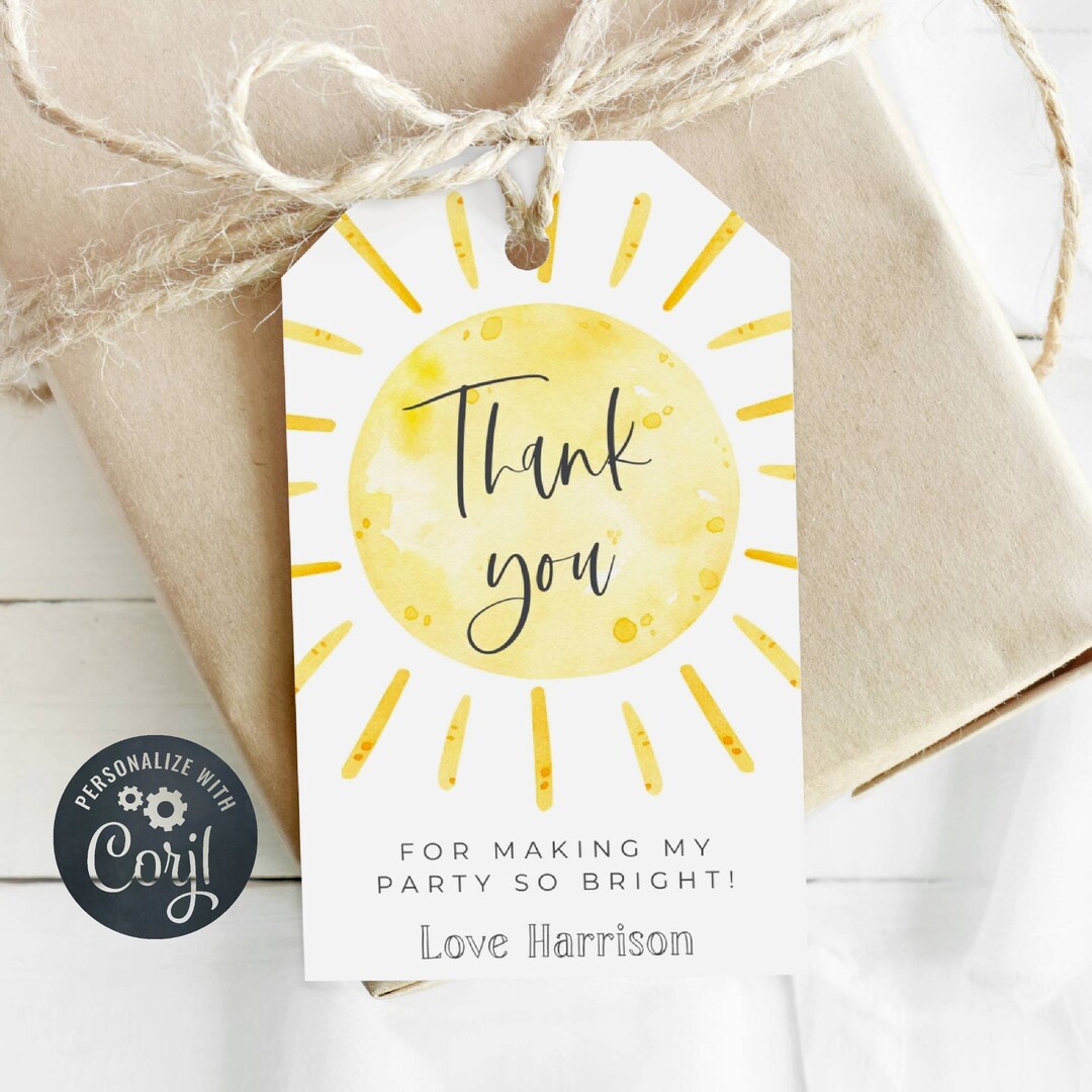 Editable Sun Birthday Favor Tag Template, Printable Little Sunshine ...