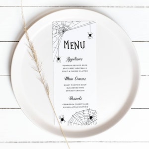 Halloween Spiderweb Menu Template, Printable Halloween Dinner Party ...