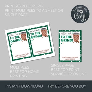 Editable Welcome Back to the Grind Coffee Teacher Gift Card Holder ...