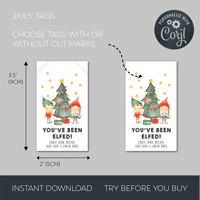 Editable You've Been Elfed Christmas Gift Tag Template, Printable ...
