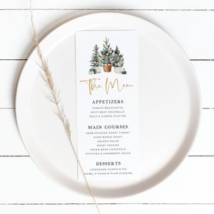 Christmas Trees Menu Template, Printable Holiday Dinner Party Menu ...