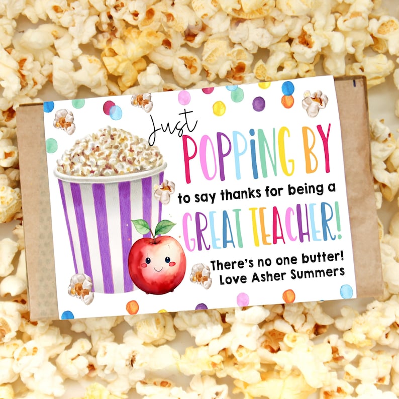Teacher Appreciation Popcorn Wrapper Template, Printable Just Popping ...