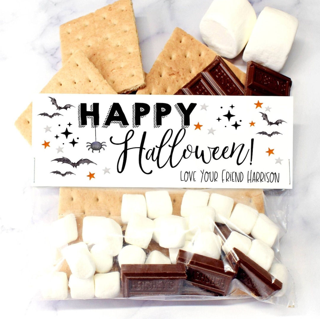 Editable Halloween Bag Topper Template, Printable Spooky Spiders Bats ...