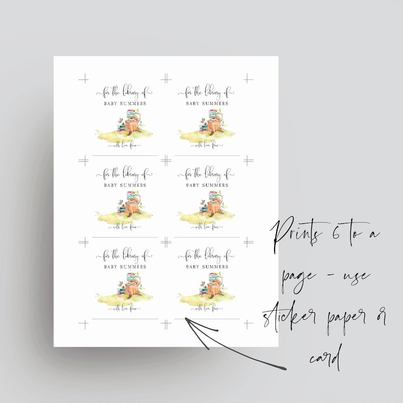 Storybook Book Plate Sticker Template, Book Themed Baby Shower ...