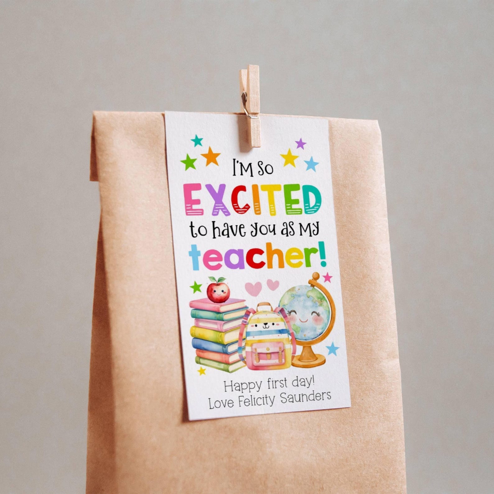 I'm so Excited to Have You as My Teacher Gift Tag Template, Printable ...
