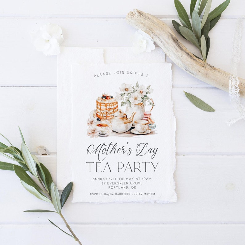 Mother's Day Tea Party Invitation Template, Printable Mothers Day ...