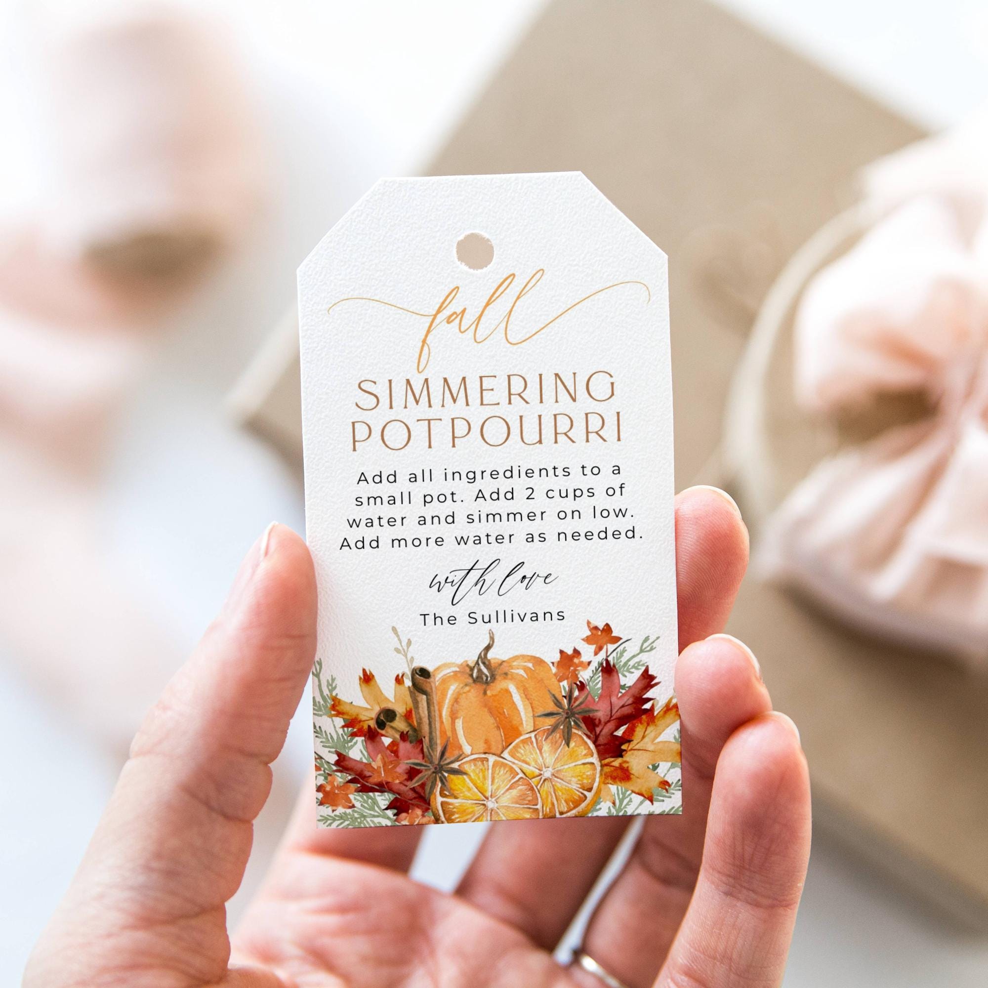 Fall Simmering Potpourri Gift Tag Template, Printable Autumn Stovetop ...