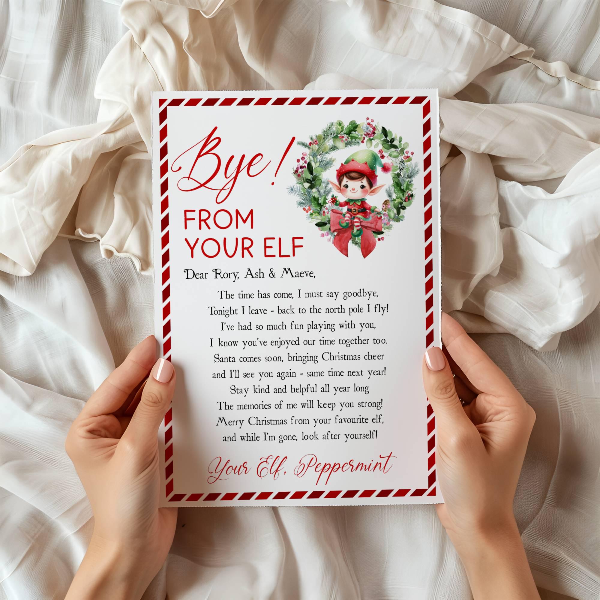 Editable Goodbye From Your Elf Letter Template, Printable Elf Farewell ...