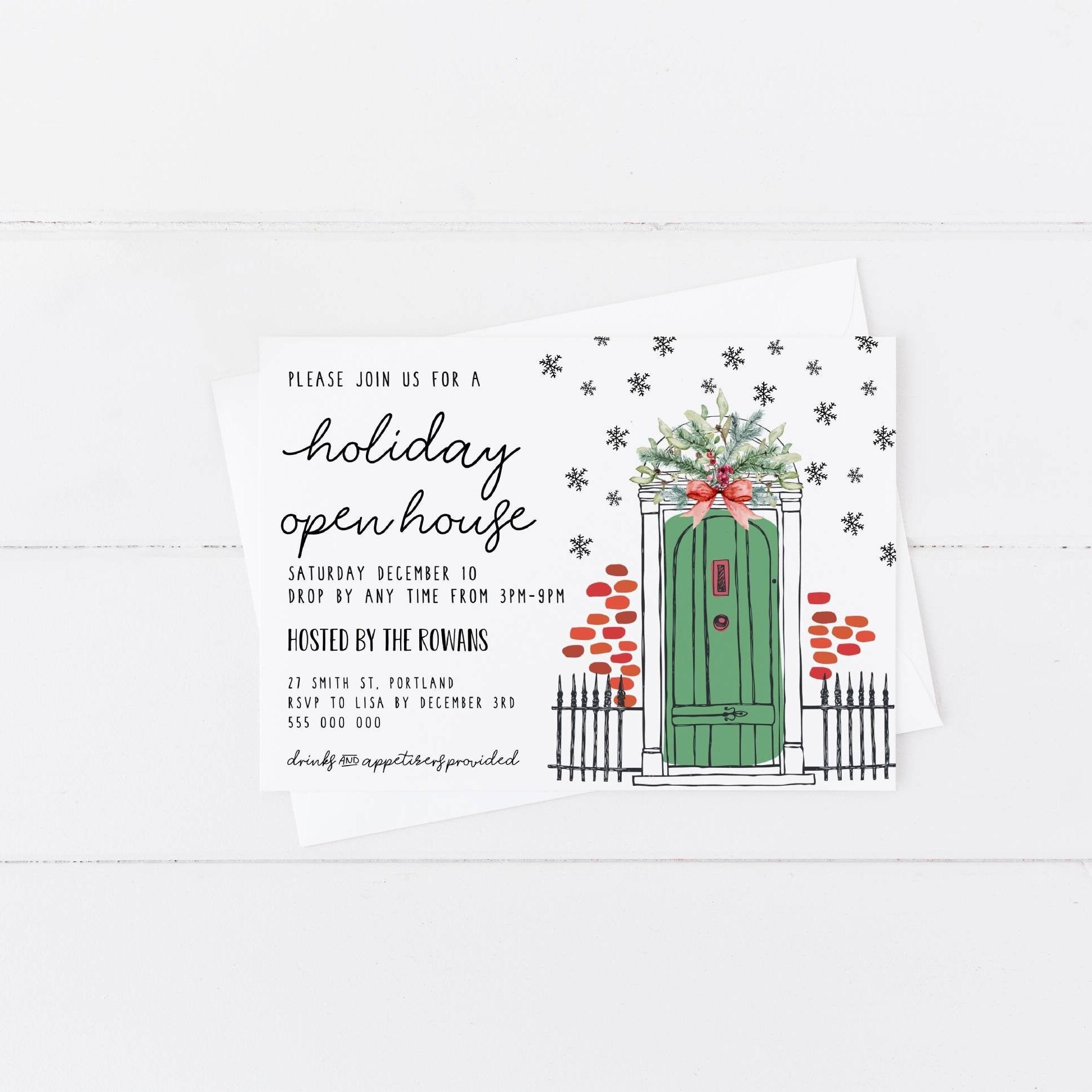 Holiday Open House Invitation Template Printable Christmas | Etsy