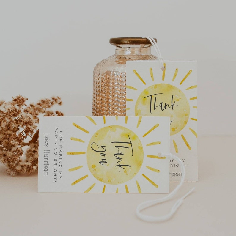 Editable Sun Birthday Favor Tag Template Printable Little - Etsy