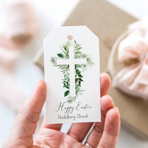 Easter Cross Gift Tag Template, Printable Easter Favor Tags, Editable ...
