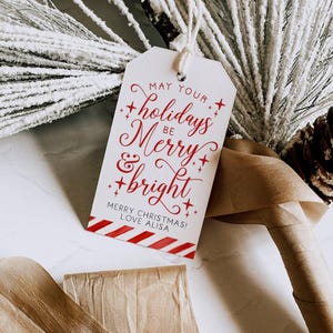 May Your Holidays Be Merry & Bright Gift Tag Template, Printable ...