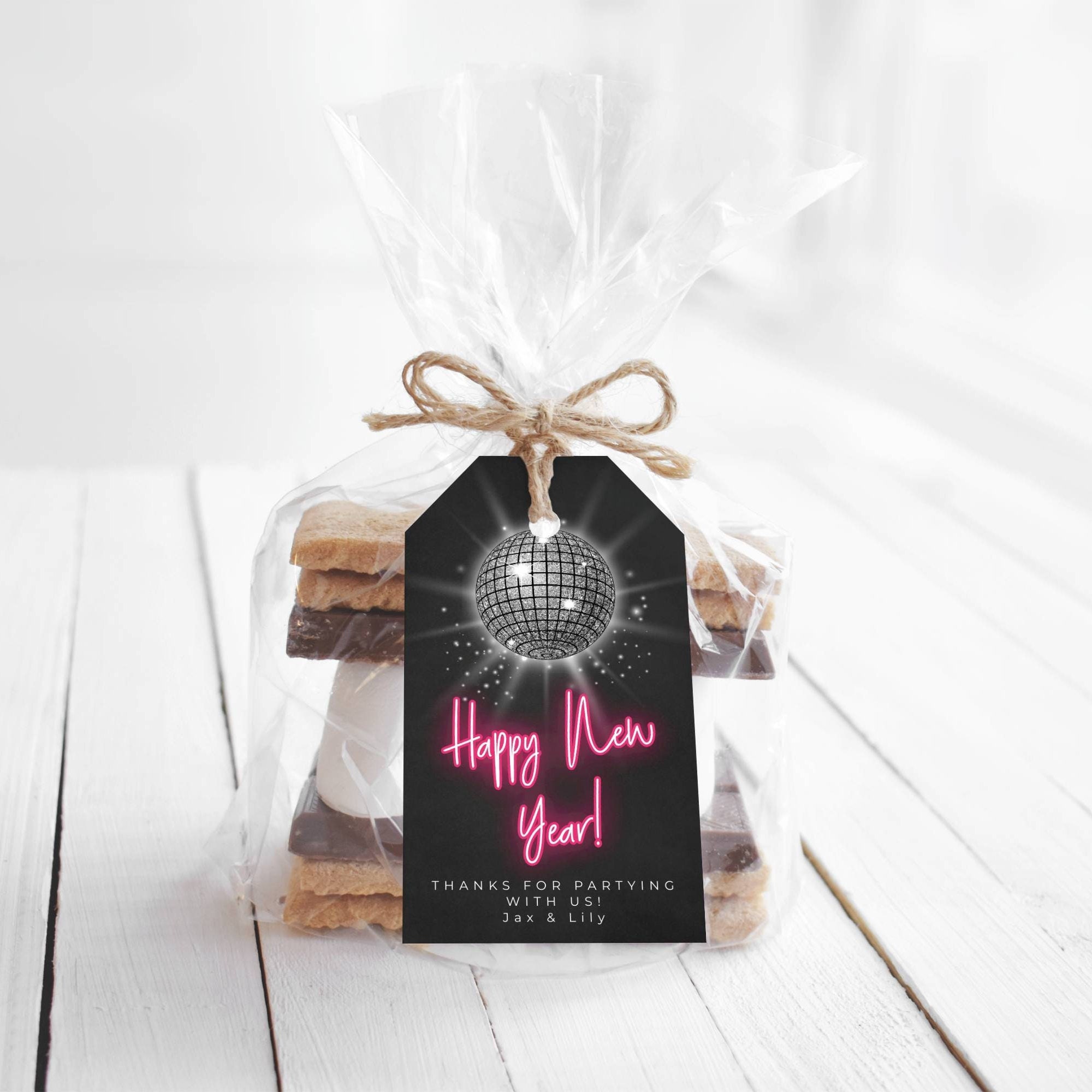 New Year's Eve Gift Tag Template Printable Disco Ball - Etsy