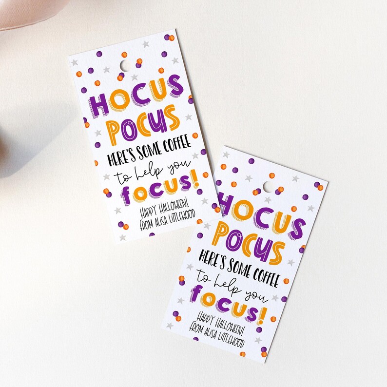 Halloween Coffee Gift Tag Template, Printable Hocus Pocus Latte Focus ...