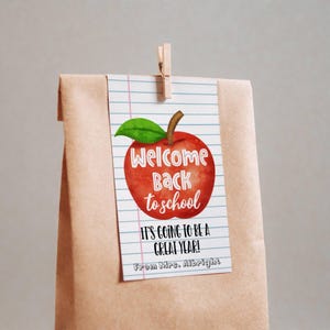 Back to School Gift Tag Template, Printable Apple First Day of School ...